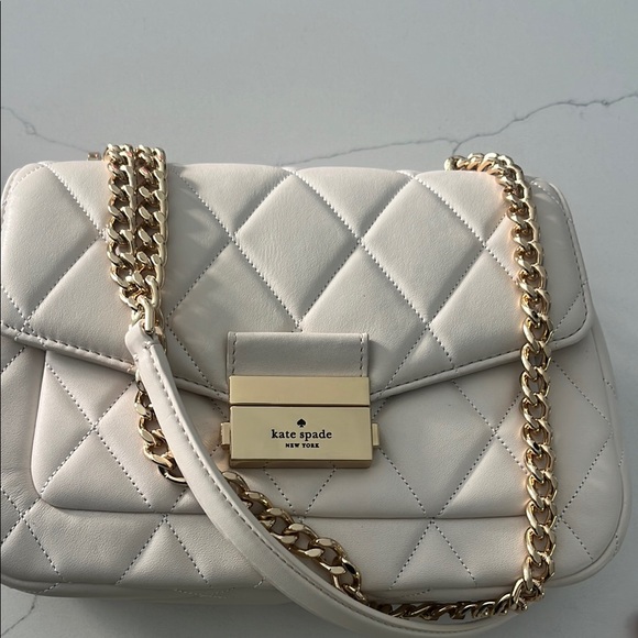 kate spade | Bags | Kate Spade Cream Quilted Handbag With Gold Chain ...